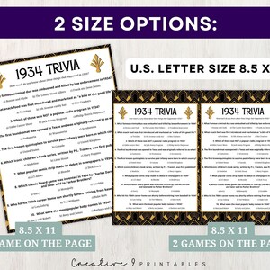 1934 Trivia With Answers, Printable 91st Birthday Game, 10 Fun Quiz ...