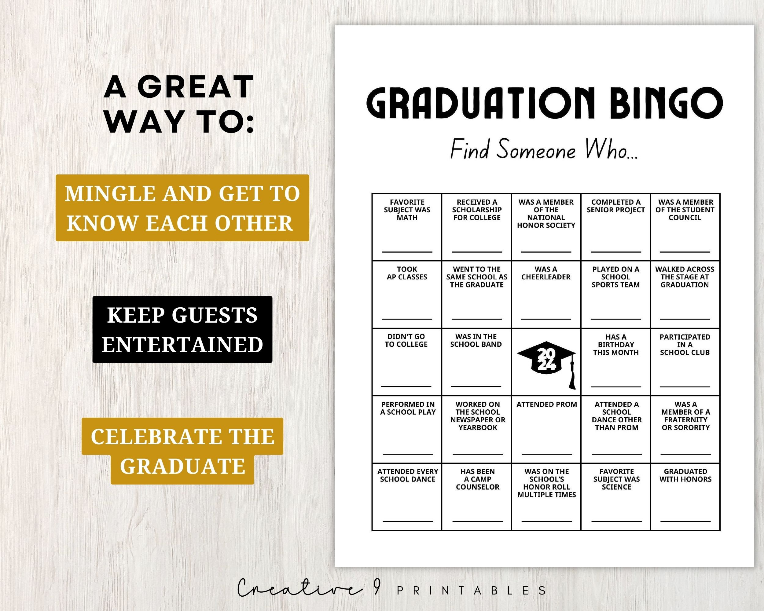 Graduation Find the Guest Bingo Printable Game for Adults, 50 Prefilled ...