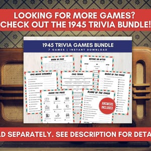 1945 Trivia With Answers, Printable 80th Birthday Game, 10 Fun Quiz ...