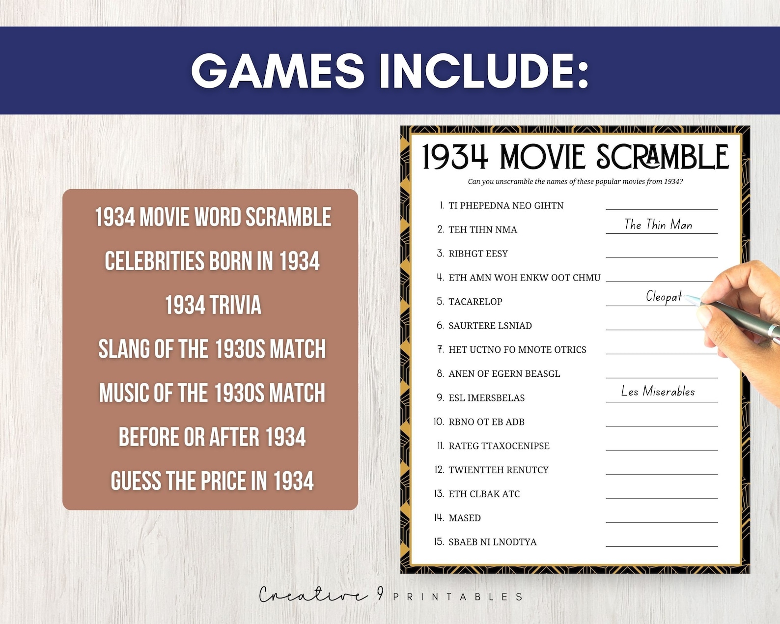 1934 Trivia Game Bundle for Adults and Kids, Seven Fun Printable 92nd ...