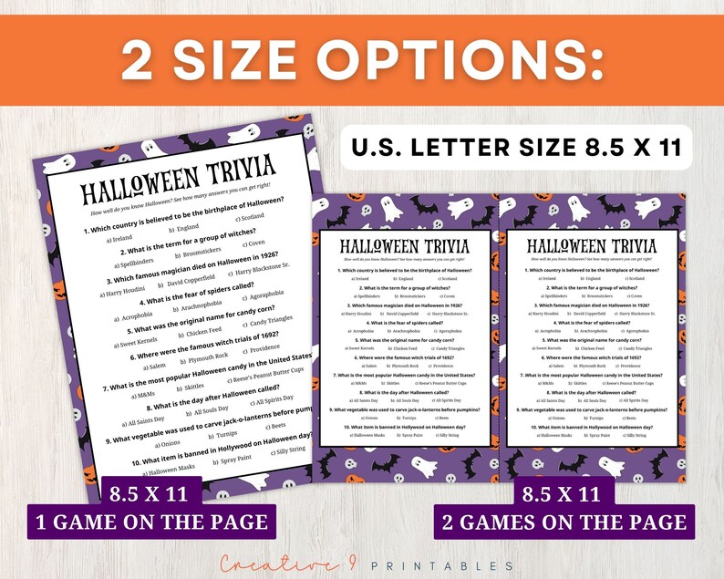 Printable Halloween Trivia Game for Kids and Adults, 10 Halloween ...