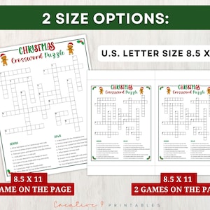 Printable Christmas Crossword Puzzle for Kids and Adults, Fun Christmas ...