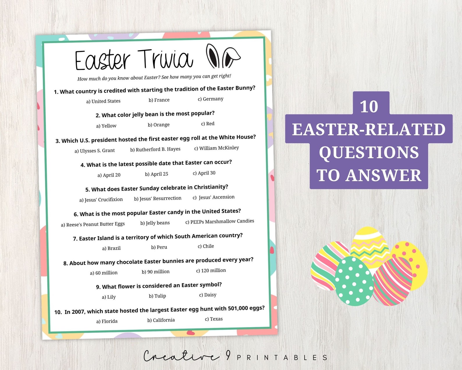 Easter Trivia Printable Game for Kids and Adults, Fun Facts About ...