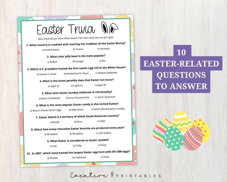 Easter Trivia Printable Game for Kids and Adults, Fun Facts About ...