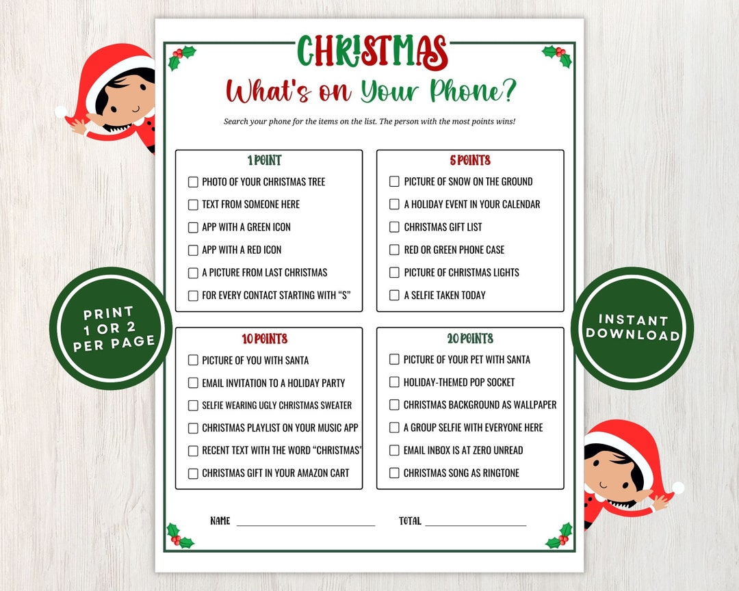 Printable What's on Your Phone Christmas Game for Adults and Teens, Fun ...