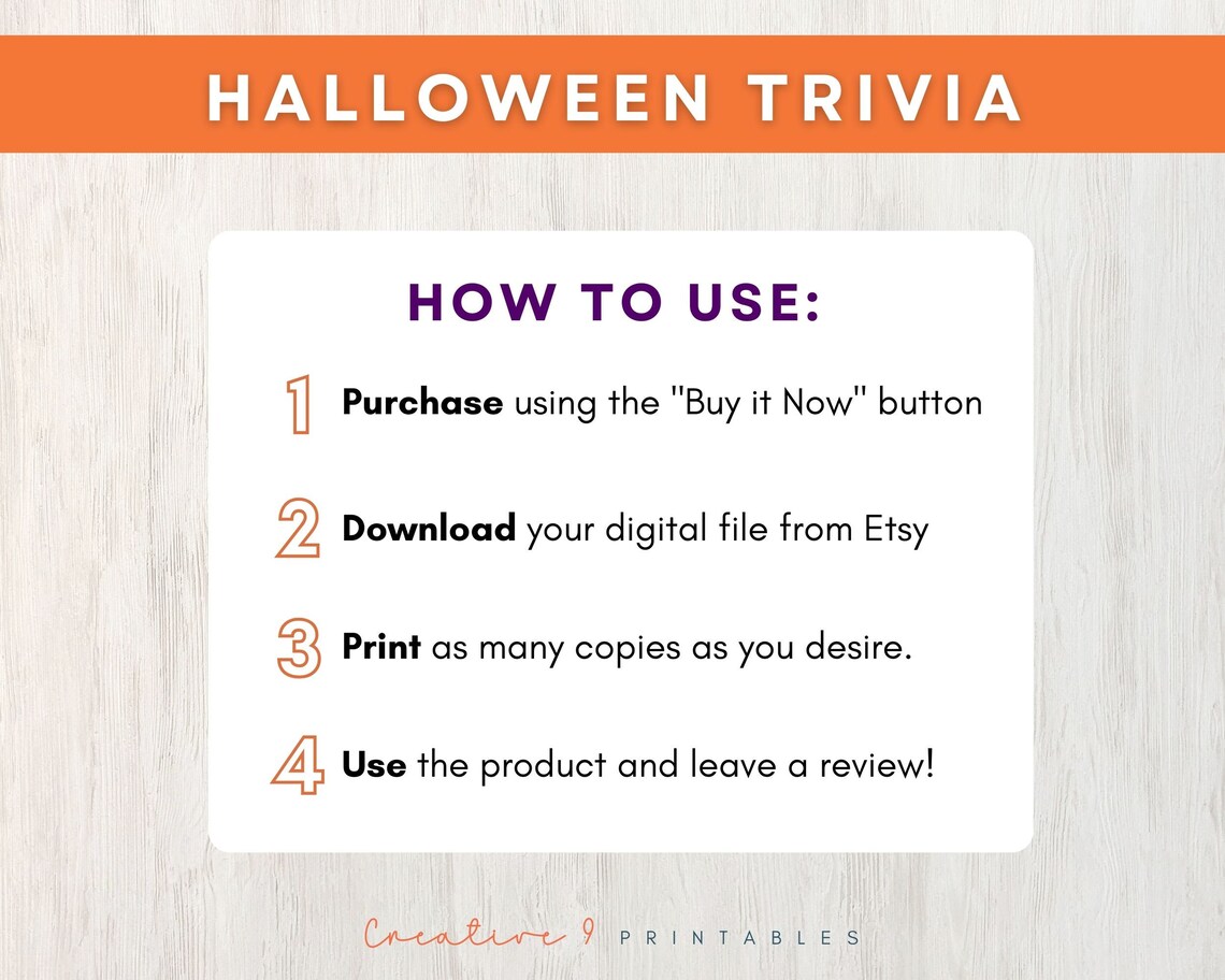 Printable Halloween Trivia Game for Kids and Adults, 10 Halloween ...