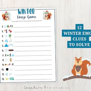 Printable Winter Emoji Game for Kids and Adults, Fun Winter Trivia Game ...
