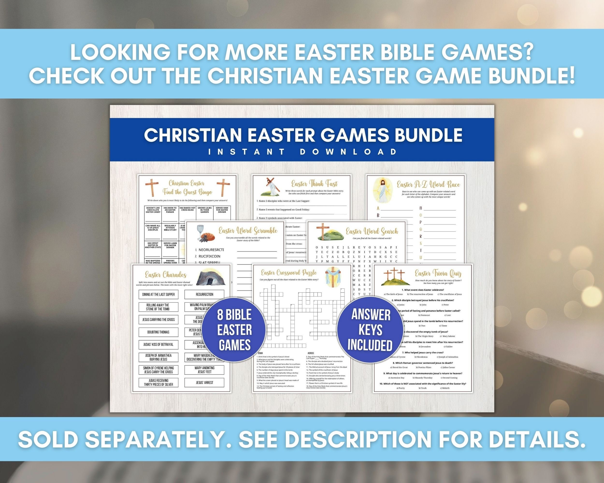 Christian Easter Word Search, Printable Wordsearch Puzzle W/ Answers ...