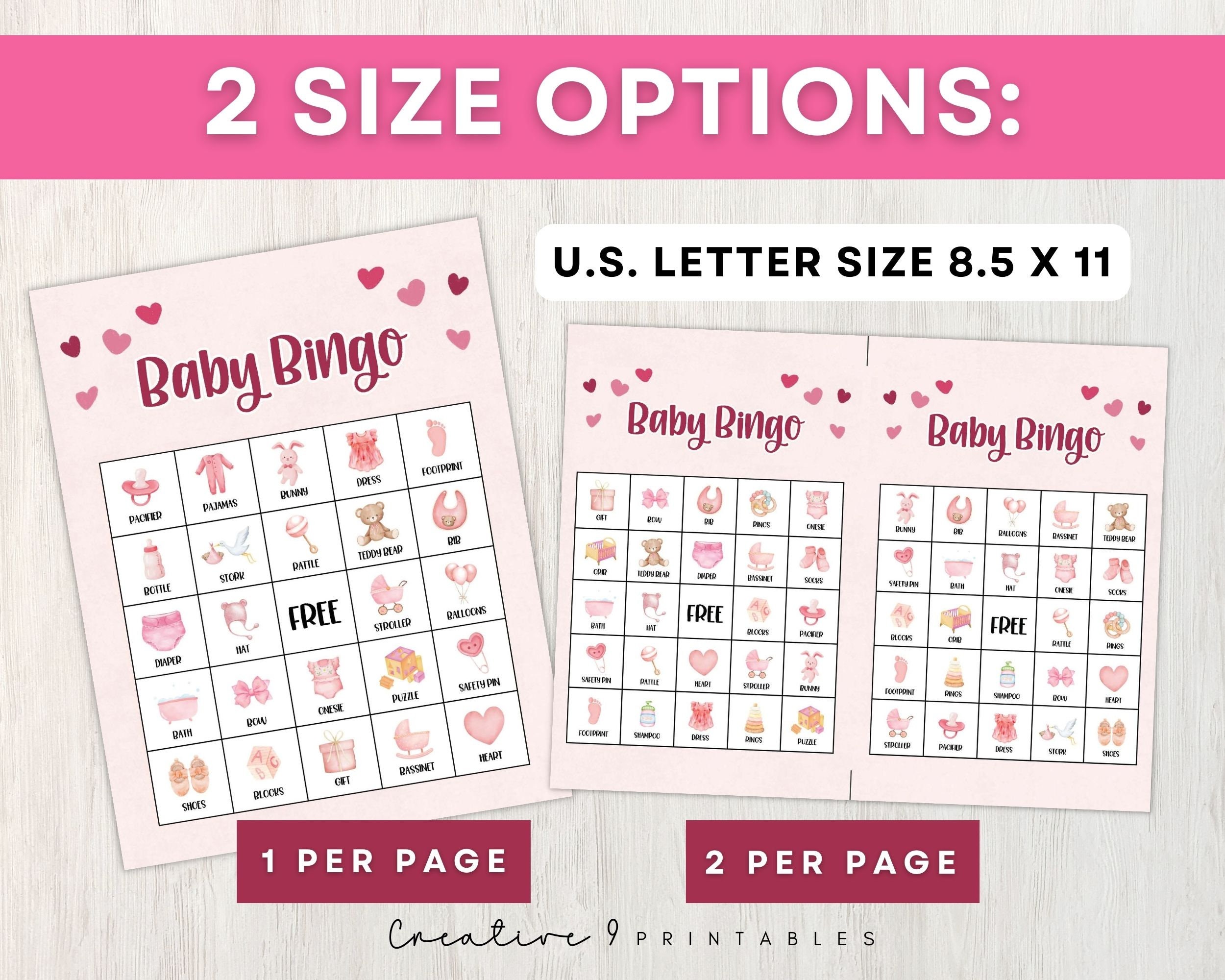 Baby Shower Bingo Game, 30 Printable Baby Girl Bingo Cards, Fun for a ...