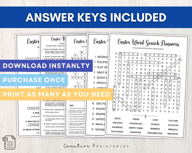 Christian Easter Game Bundle, 8 Fun Printable Easter Bible Games With ...