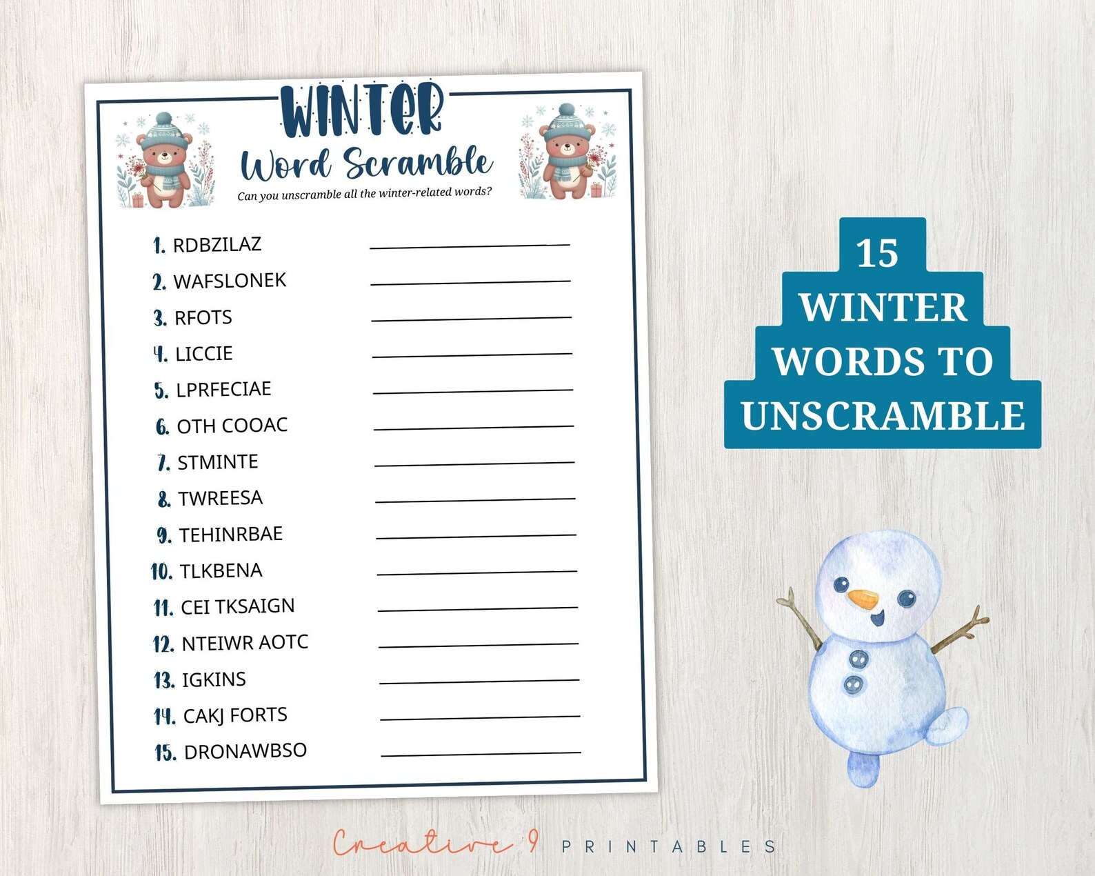 Printable Winter Word Scramble Game for Kids and Adults With Answers ...
