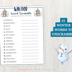Printable Winter Word Scramble Game for Kids and Adults With Answers ...