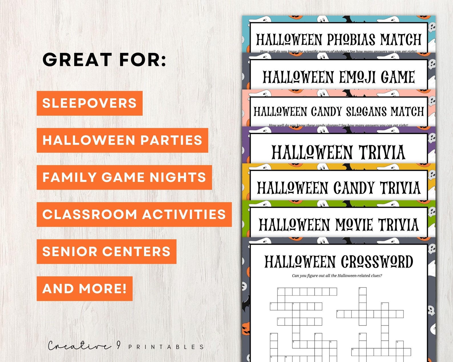 Halloween Trivia Game Bundle for Adults, Teens, and Kids, 7 Printable ...