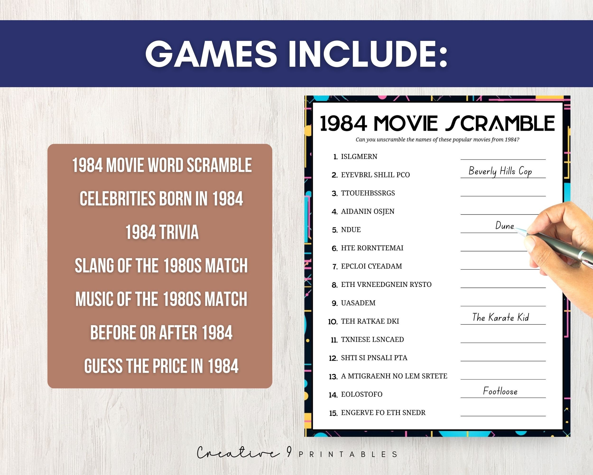 1984 Trivia Game Bundle for Adults, Seven Fun Printable 42nd Party ...