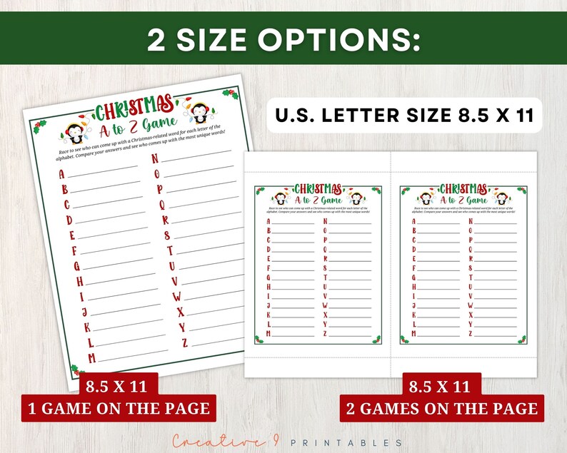 Printable Christmas A to Z Game for Kids and Adults, Christmas A-Z Word ...