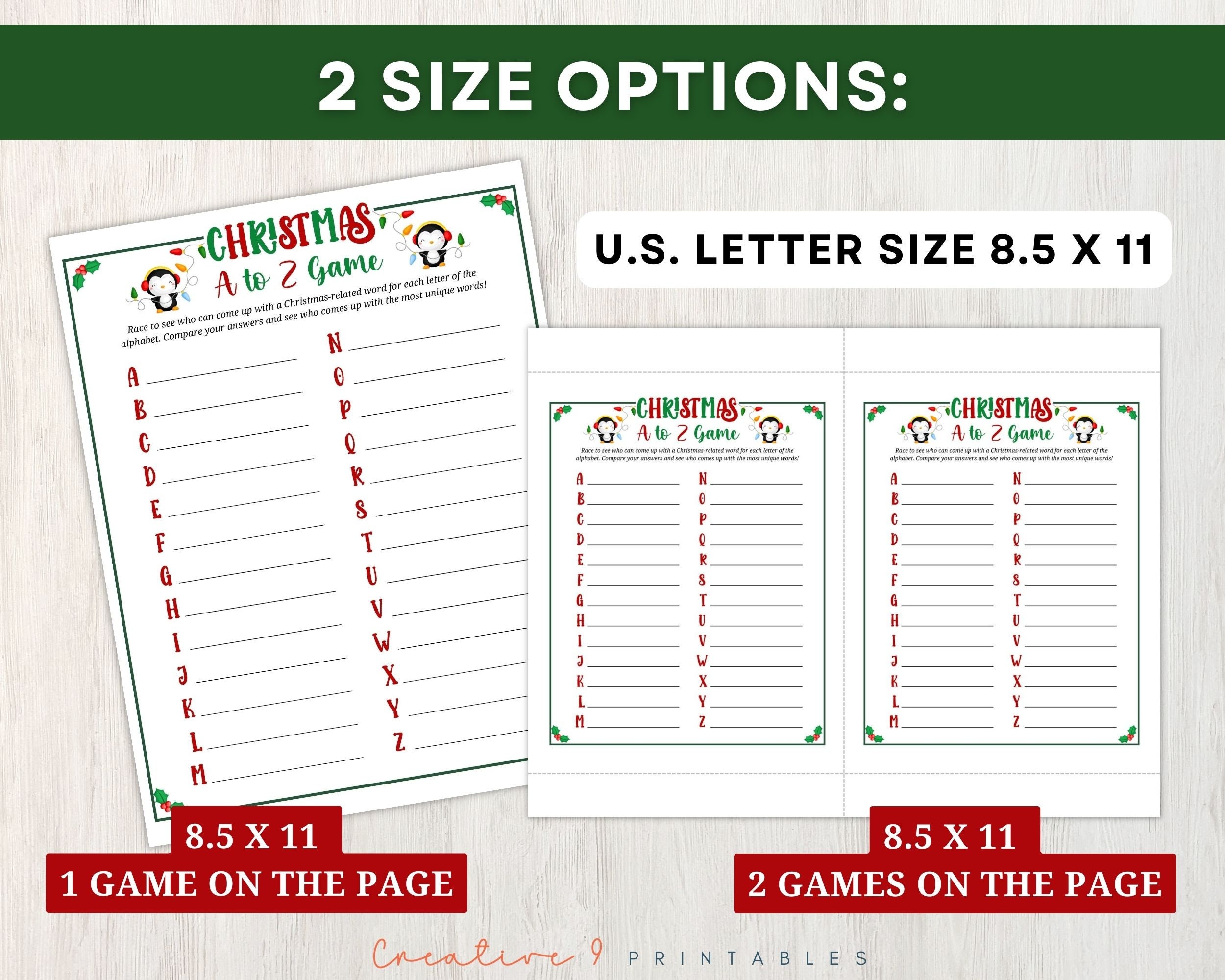 Printable Christmas A to Z Game for Kids and Adults, Christmas A-Z Word ...