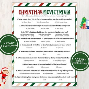 Printable Christmas Movie Trivia Game for Adults and Kids, 10 Fun ...