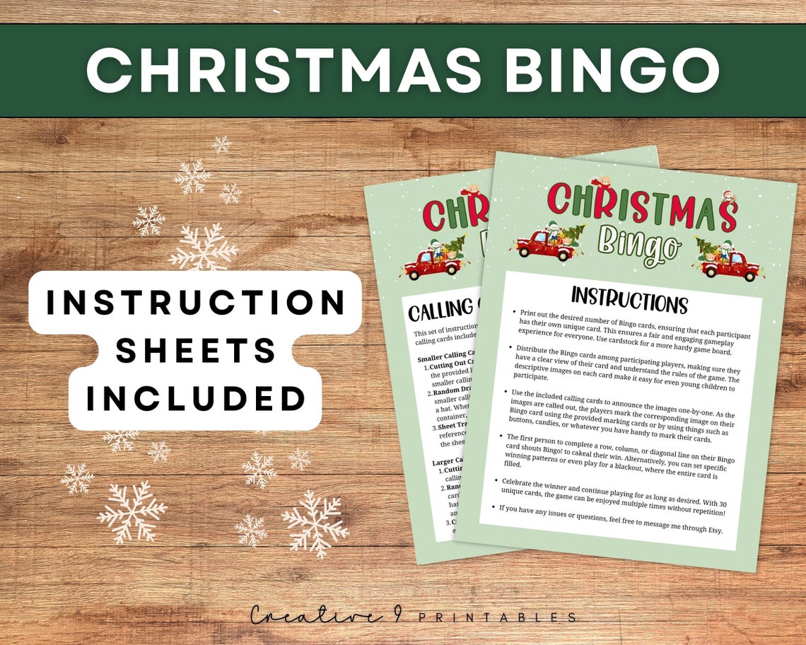 Printable Christmas Bingo Game for Kids and Adults, 50 Printable ...