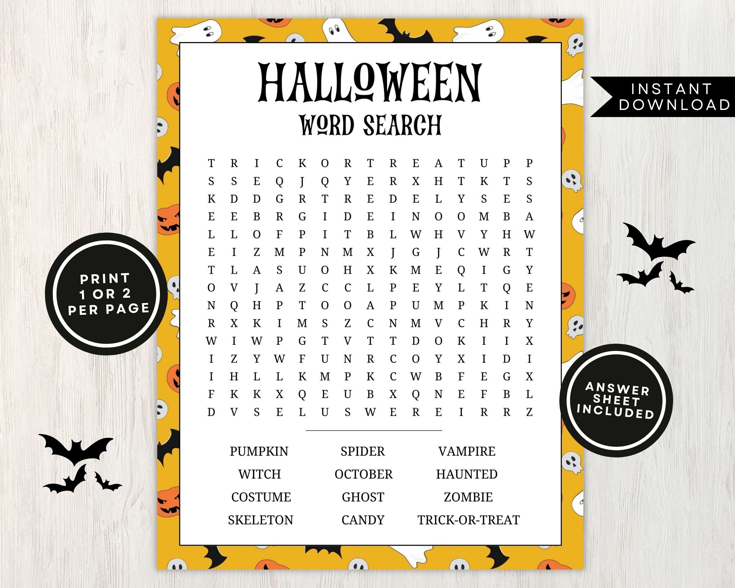 Printable Halloween Word Search Puzzle for Kids and Adults, Fun ...