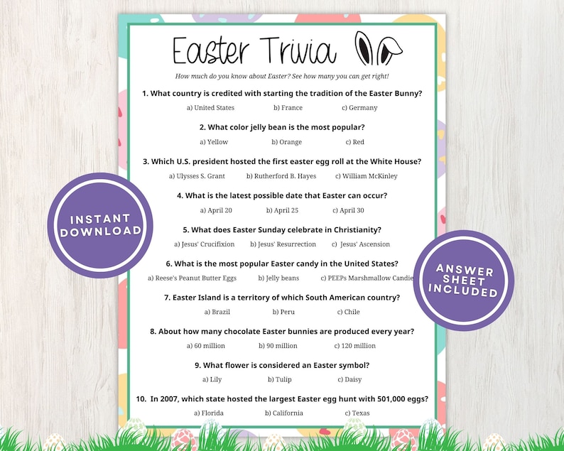 Easter Trivia Printable Game for Kids and Adults, Fun Facts About ...