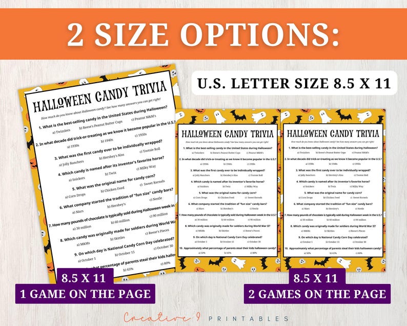 Halloween Candy Trivia Game for Kids, Teens, and Adults, 10 Trivia ...