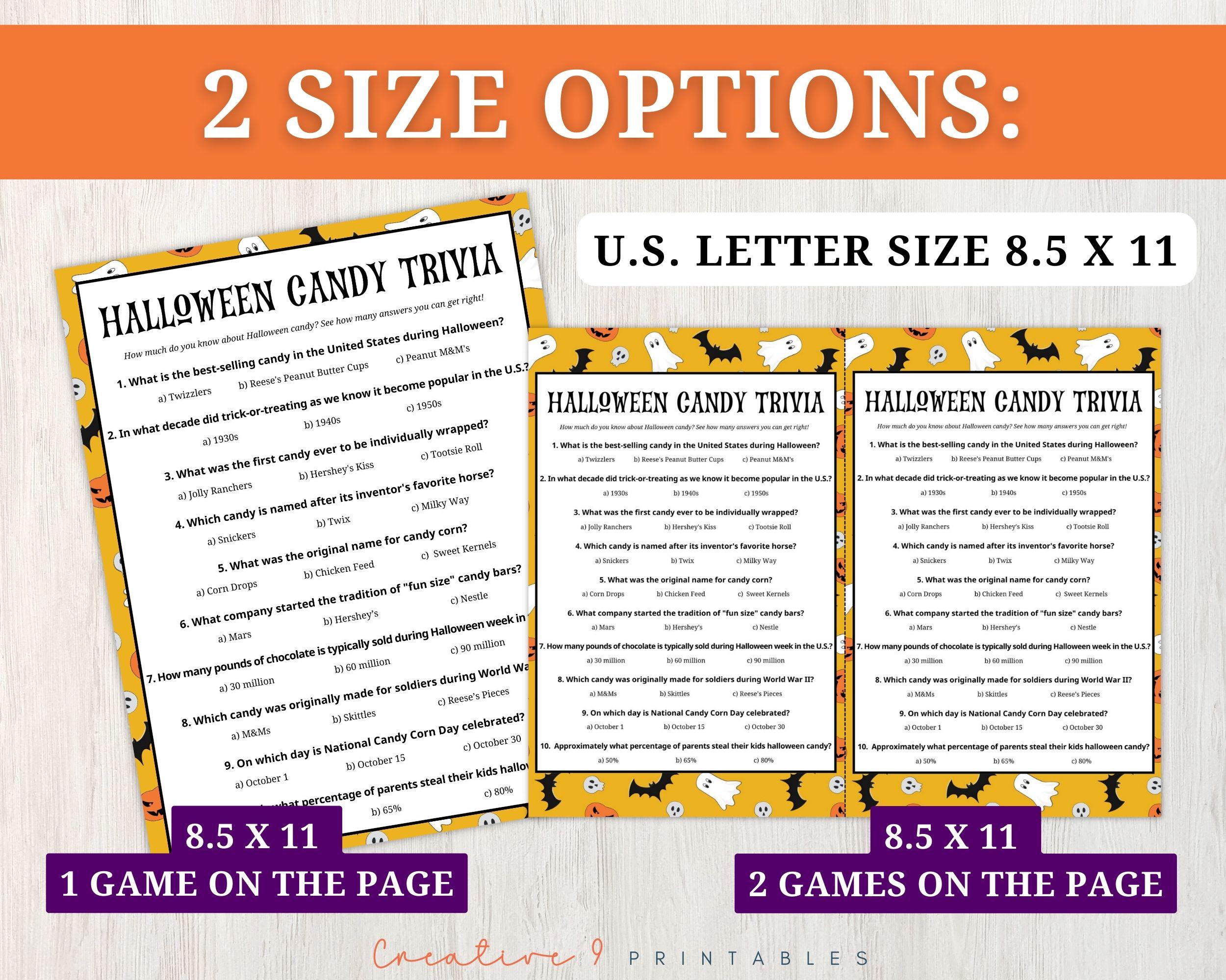 Halloween Candy Trivia Game for Kids, Teens, and Adults, 10 Trivia ...