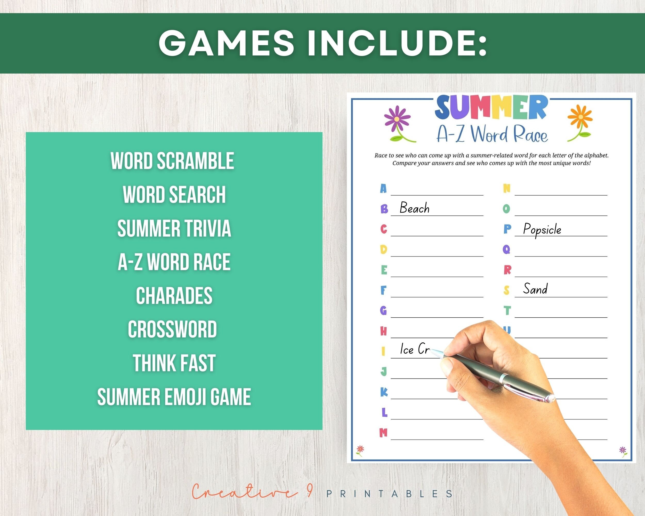 Summer Game Bundle, Fun Printable Summertime Trivia With Answers Great ...