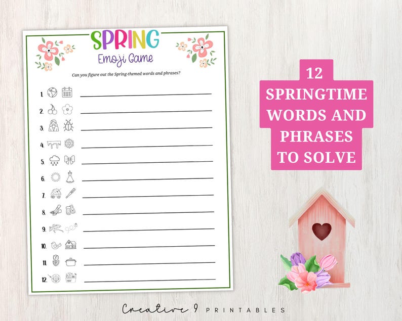 Spring Emoji Game for Kids and Adults, Fun Printable Springtime Trivia ...