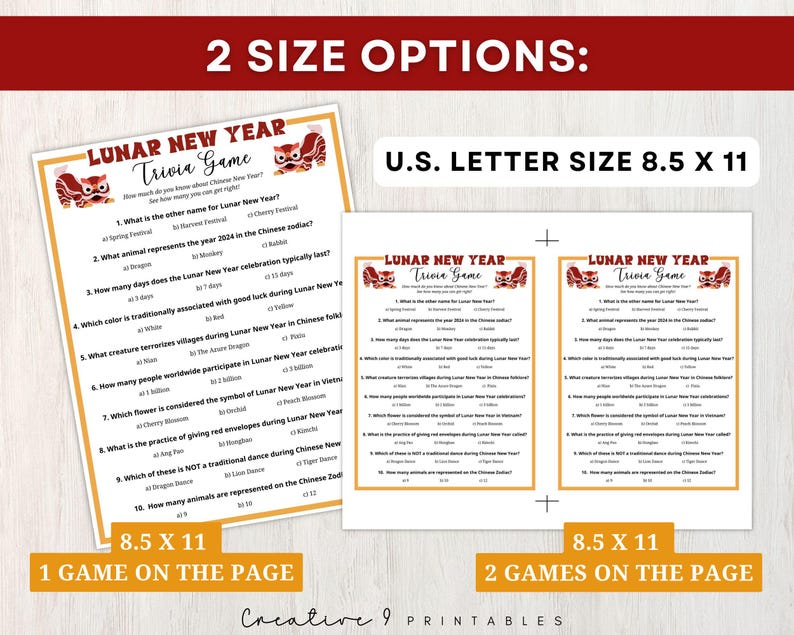Lunar New Year Trivia 2026, Printable Party Game About Chinese New Year ...
