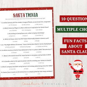 Printable Santa Trivia Game for Adults and Kids, 10 Fun Santa Trivia ...