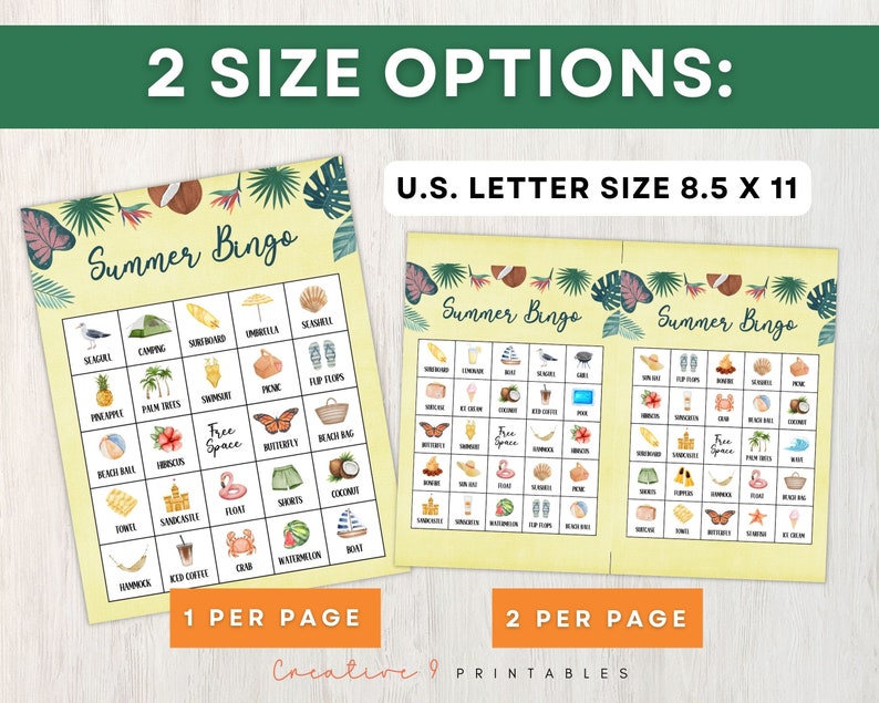 Summer Bingo Printable Game for Adults and Kids, 30 Bingo Cards Plus ...