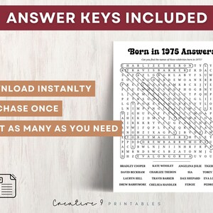 Married in 1975 Trivia Game Bundle for Adults, 12 Printable Party Games ...