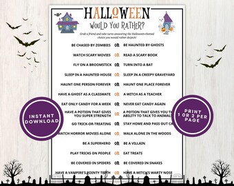 Halloween Would You Rather Printable, This or That Game, Halloween ...