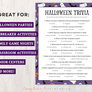 Printable Halloween Trivia Game for Kids and Adults, 10 Halloween ...