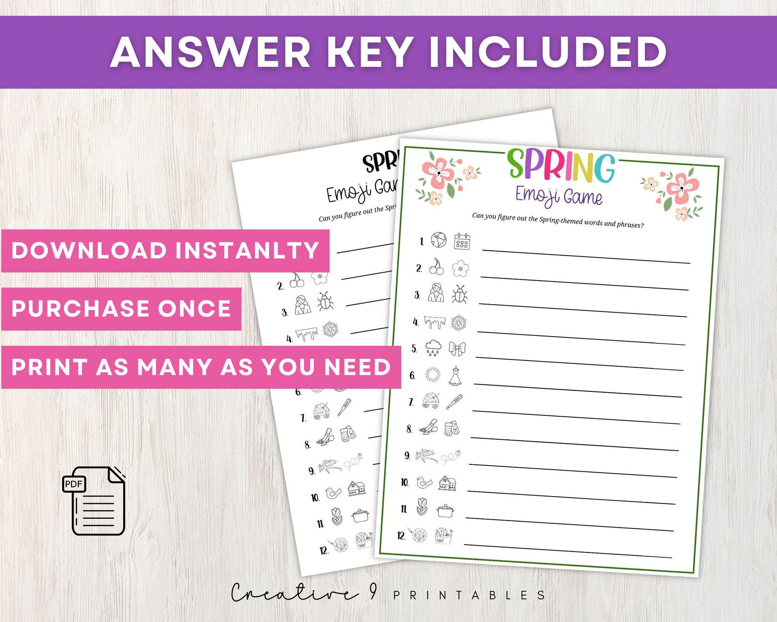 Spring Emoji Game for Kids and Adults, Fun Printable Springtime Trivia ...