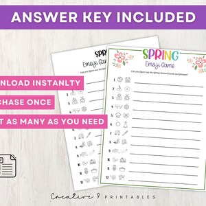 Spring Emoji Game for Kids and Adults, Fun Printable Springtime Trivia ...