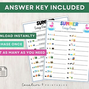 Summer Emoji Printable Game for Kids and Adults, Fun Summertime Trivia ...