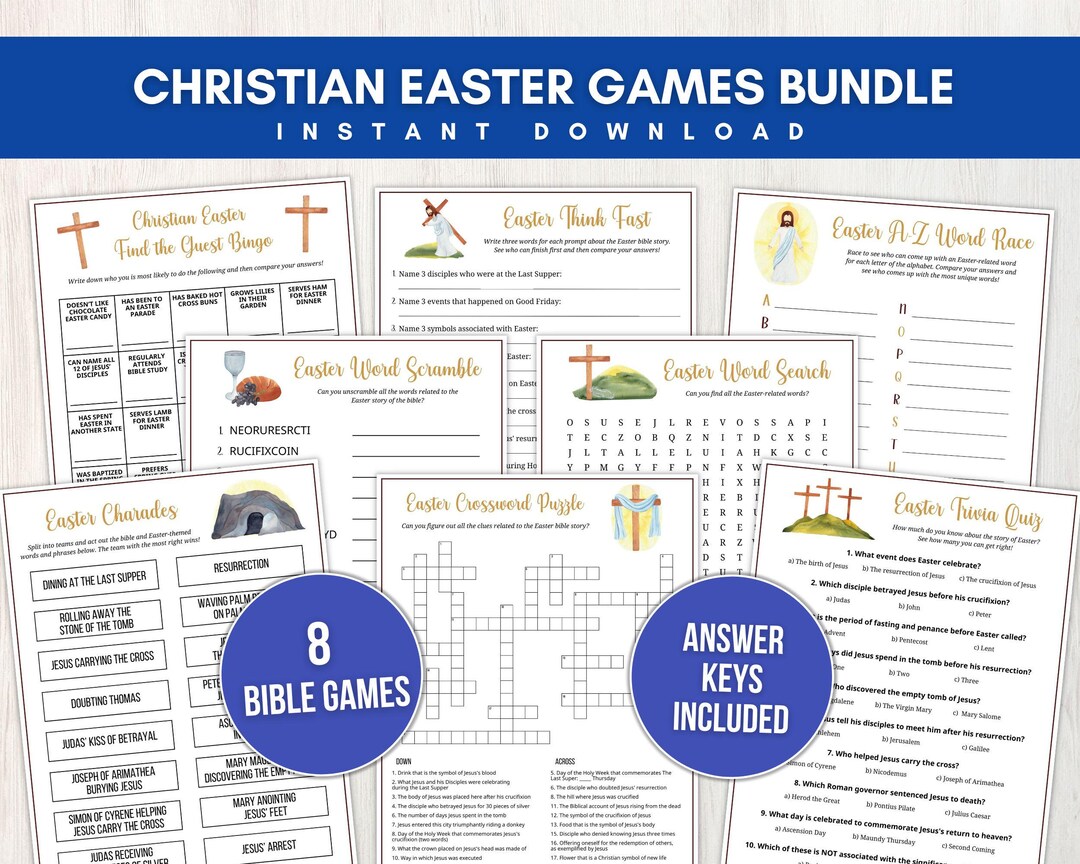 Christian Easter Game Bundle, 8 Fun Printable Easter Bible Games With ...