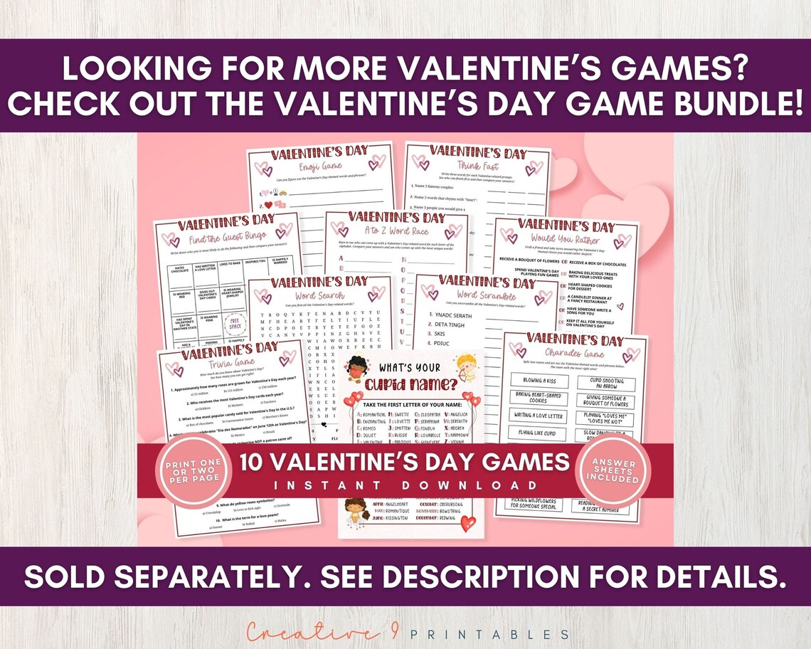 Valentine's Day Trivia Printable Game for Kids and Adults, 10 Fun ...