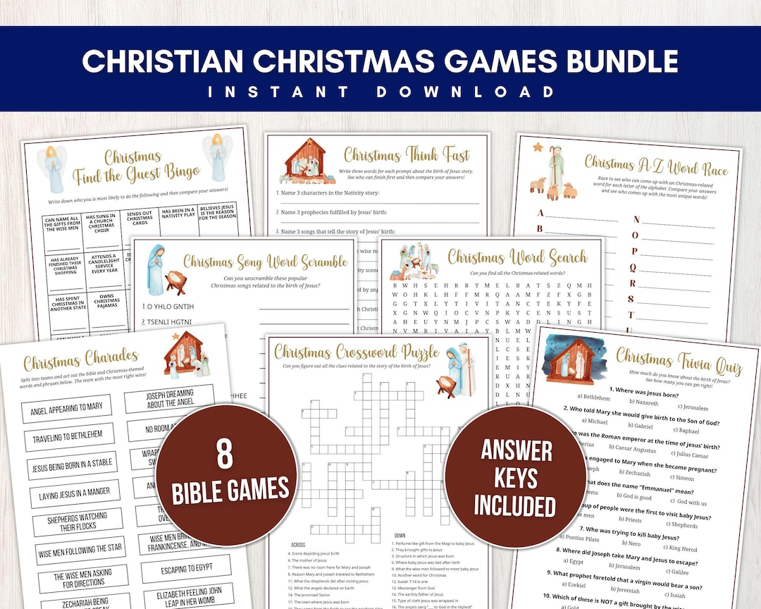 Christian Christmas Game Bundle, 8 Fun Printable Nativity Bible Games ...