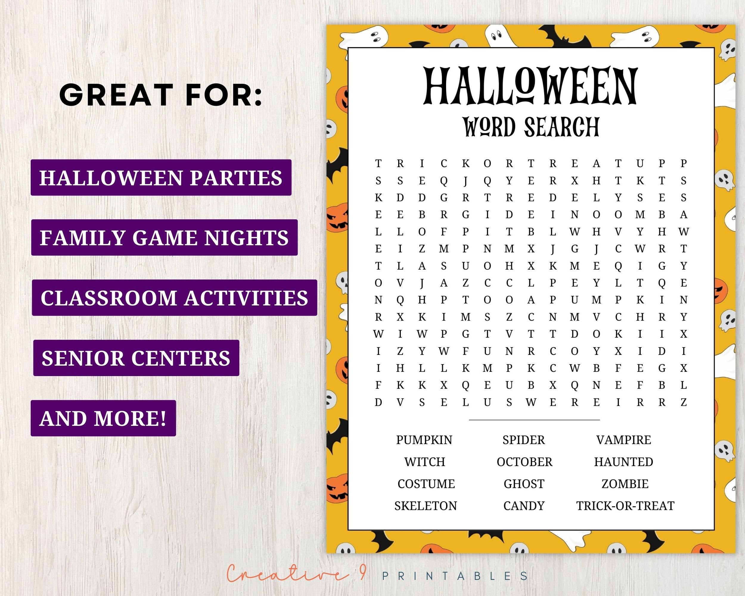 Printable Halloween Word Search Puzzle for Kids and Adults, Fun ...