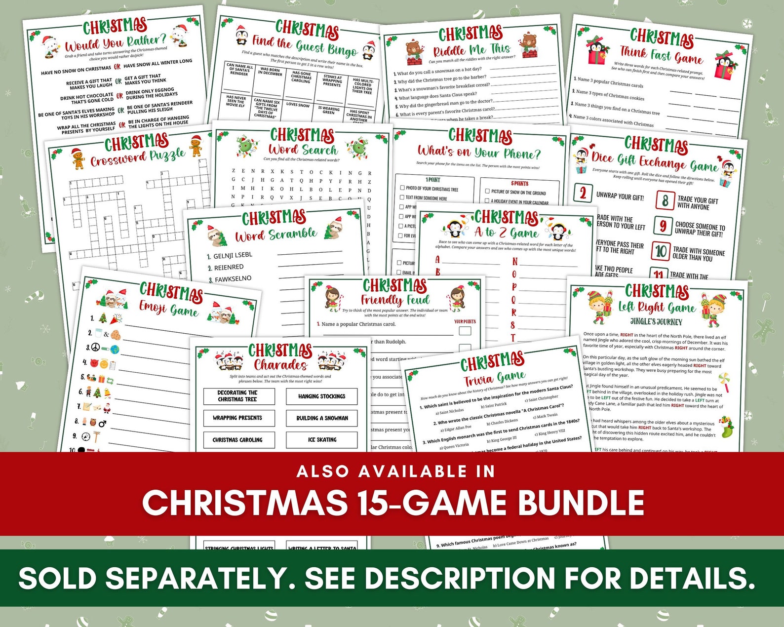 Printable Christmas Trivia Game for Adults and Kids, 10 Christmas ...