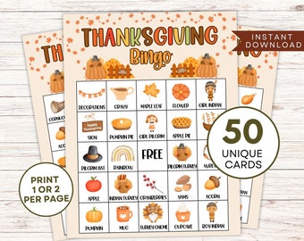 Printable Fall/autumn Bingo Thanksgiving Game Thanksgiving - Etsy