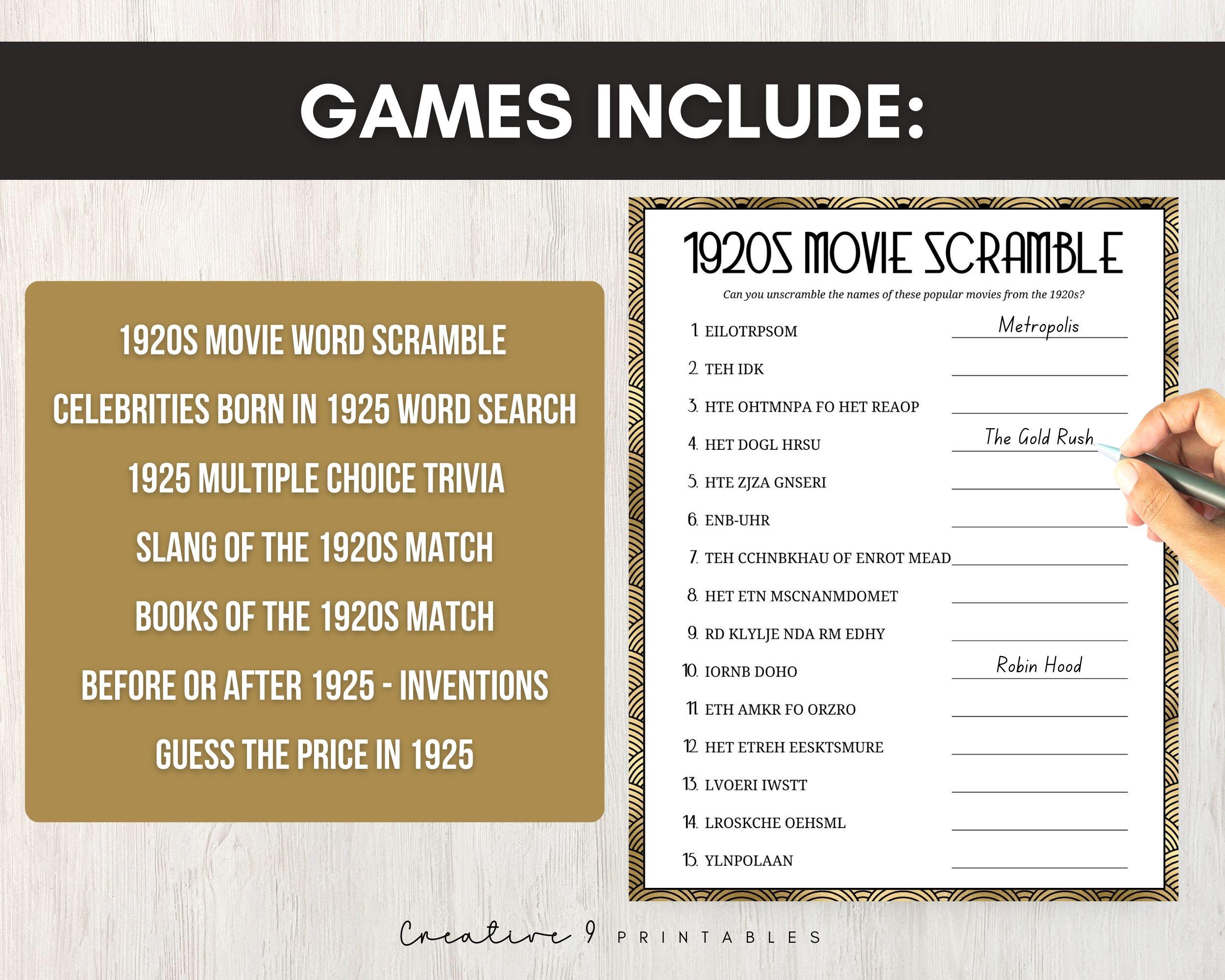 1925 Trivia Game Bundle for Adults, Printable 101st Birthday or ...