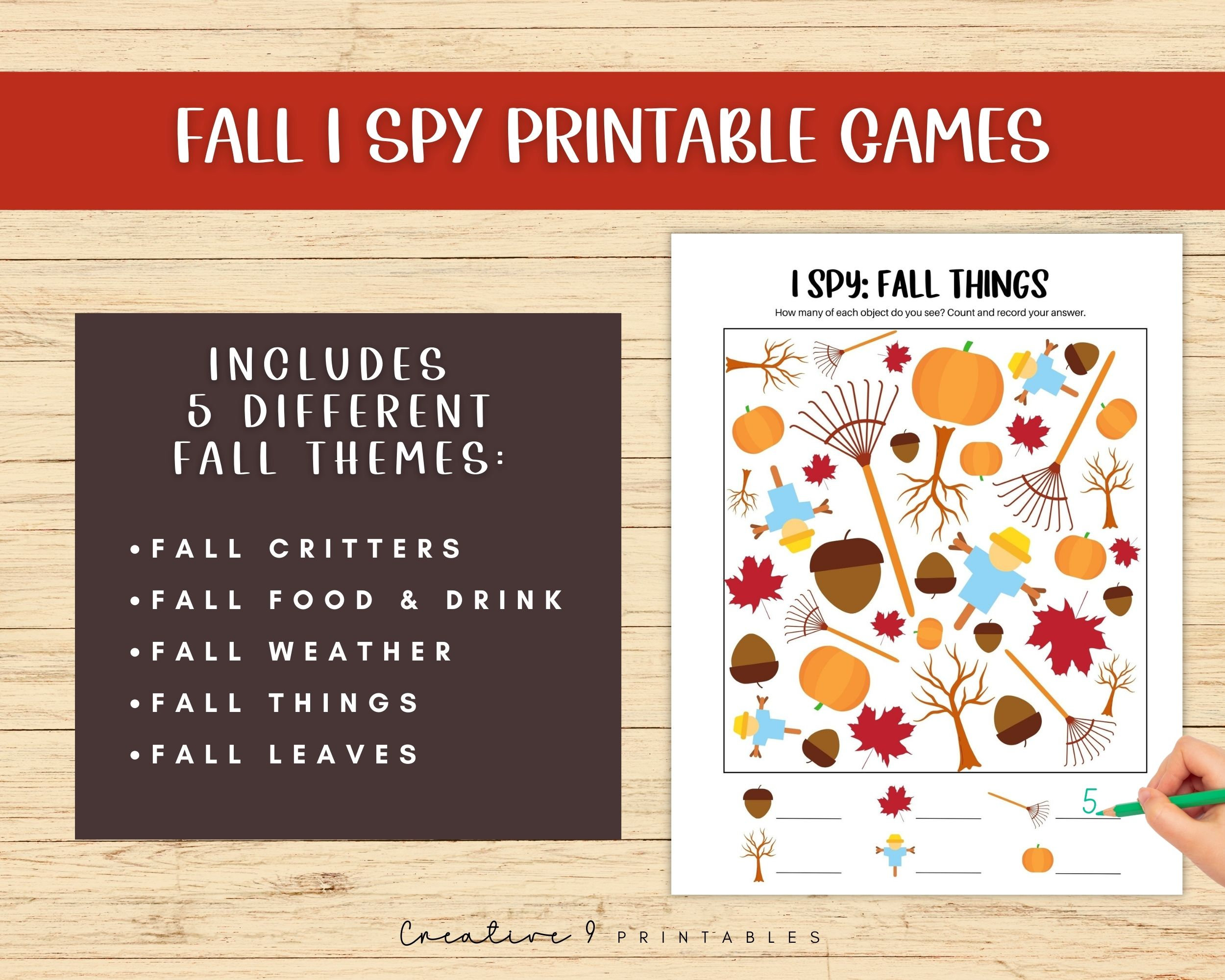 Printable I Spy Fall Game Bundle for Kids, 5 I Spy Games With Fall ...