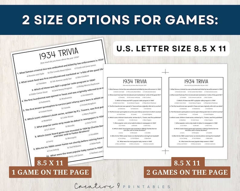 91st Birthday Party Games, Printable Game Bundle With Answer Keys, Born ...
