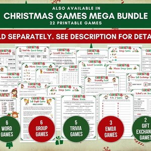 Emoji Christmas Game Bundle for Kids and Adults, 3 Printable Christmas ...