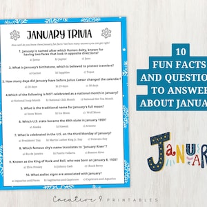January Trivia Printable Game for Kids and Adults, 10 Fun Facts Quiz ...