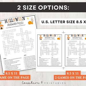 Halloween Crossword Puzzle for Kids and Adults, Fun Printable Halloween ...