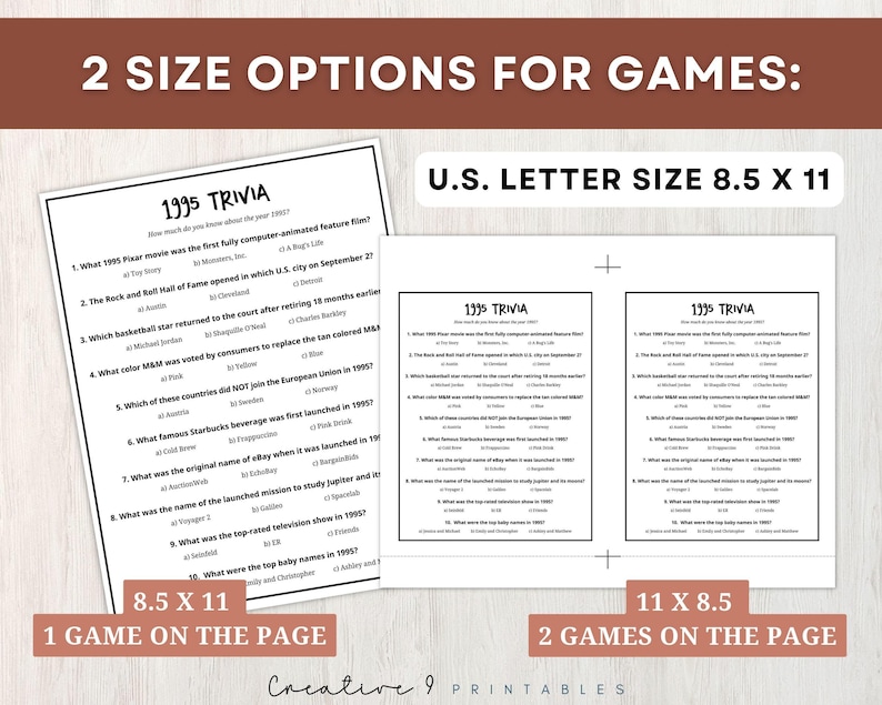30th Birthday Party Games Bundle, 12 Fun Printable 1995 Trivia and ...